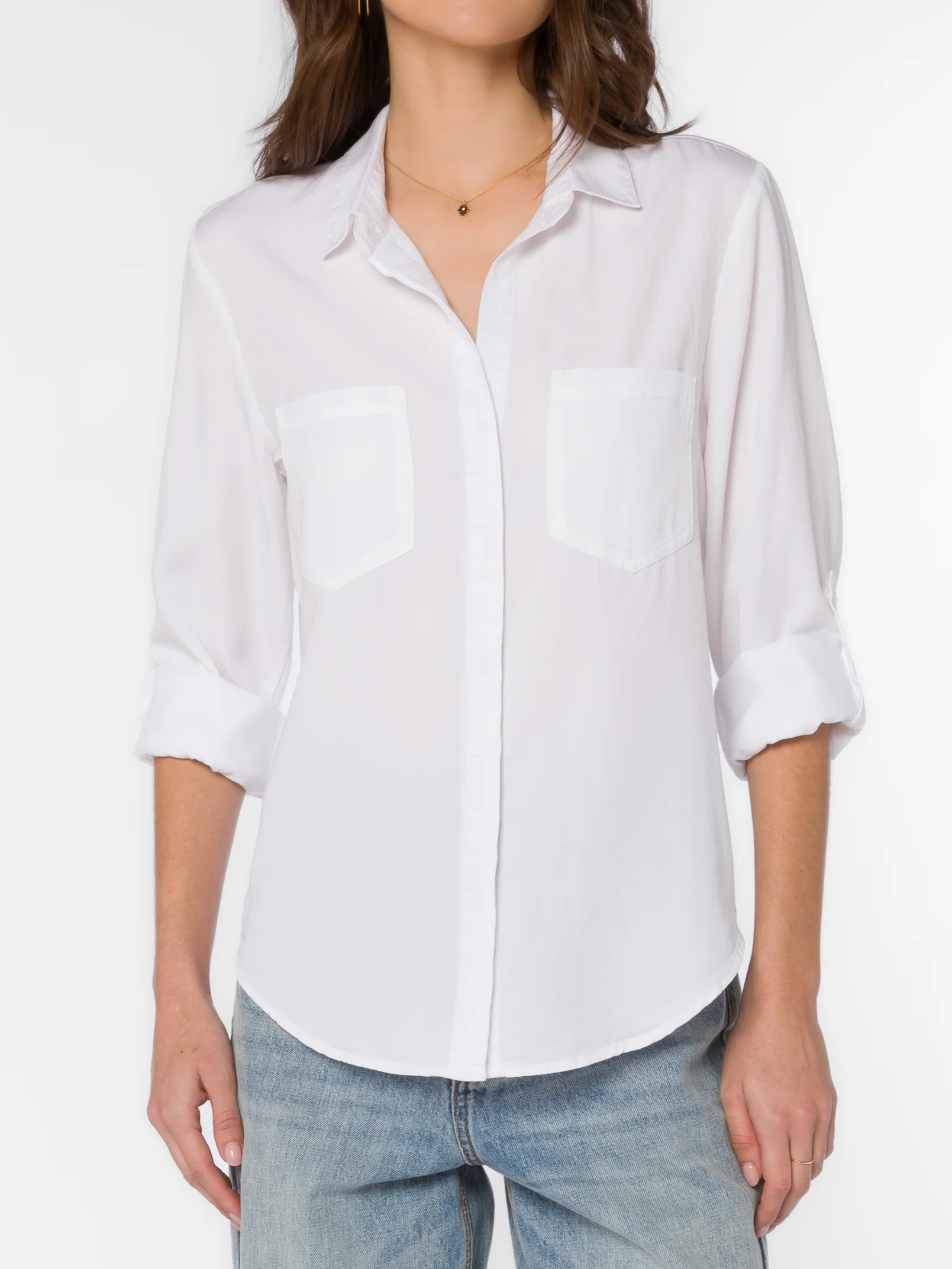 Riley Button Blouse Optic White | BEAUTIFUL LIFE CLOTHING